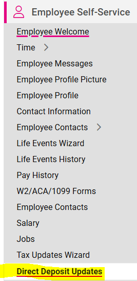 How can I update an employee's direct deposit information in isolved?