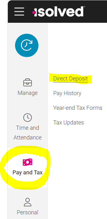 How can I update an employee's direct deposit information in isolved?